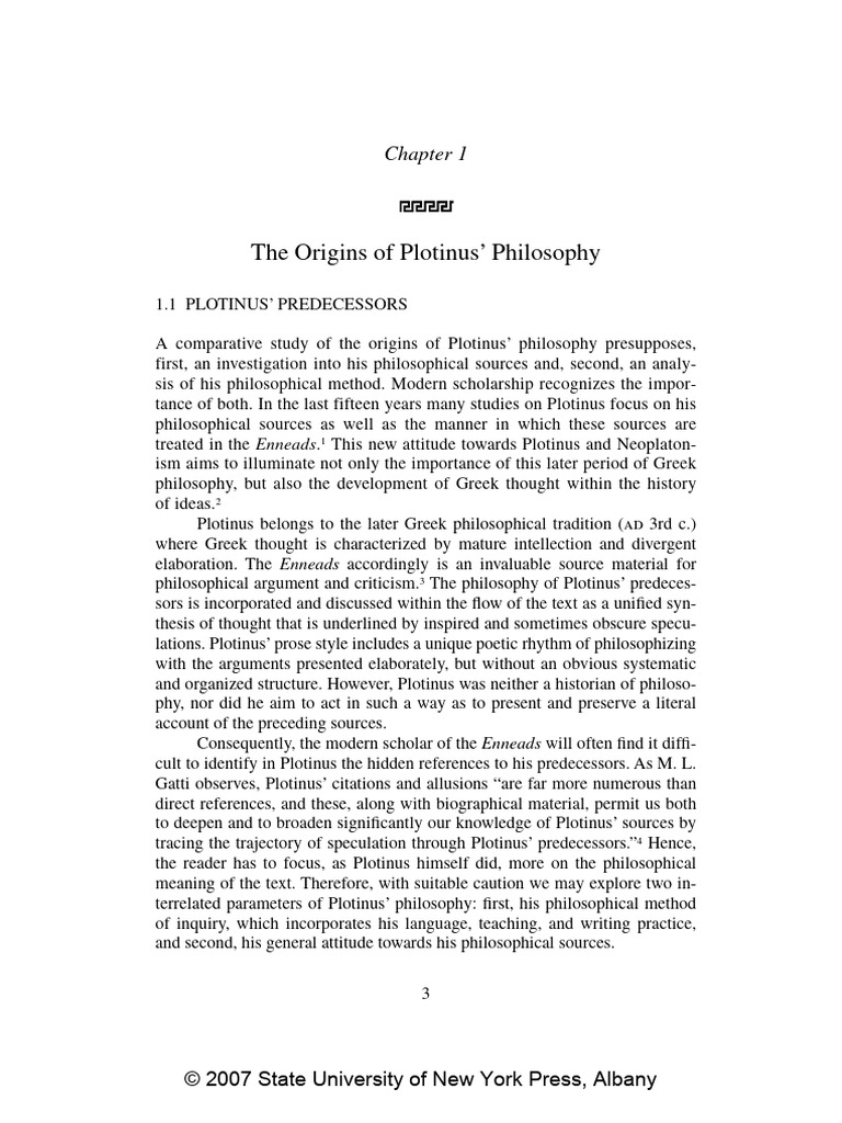 The Origins of Plotinus' Philosophy | PDF | Neoplatonism | Plato