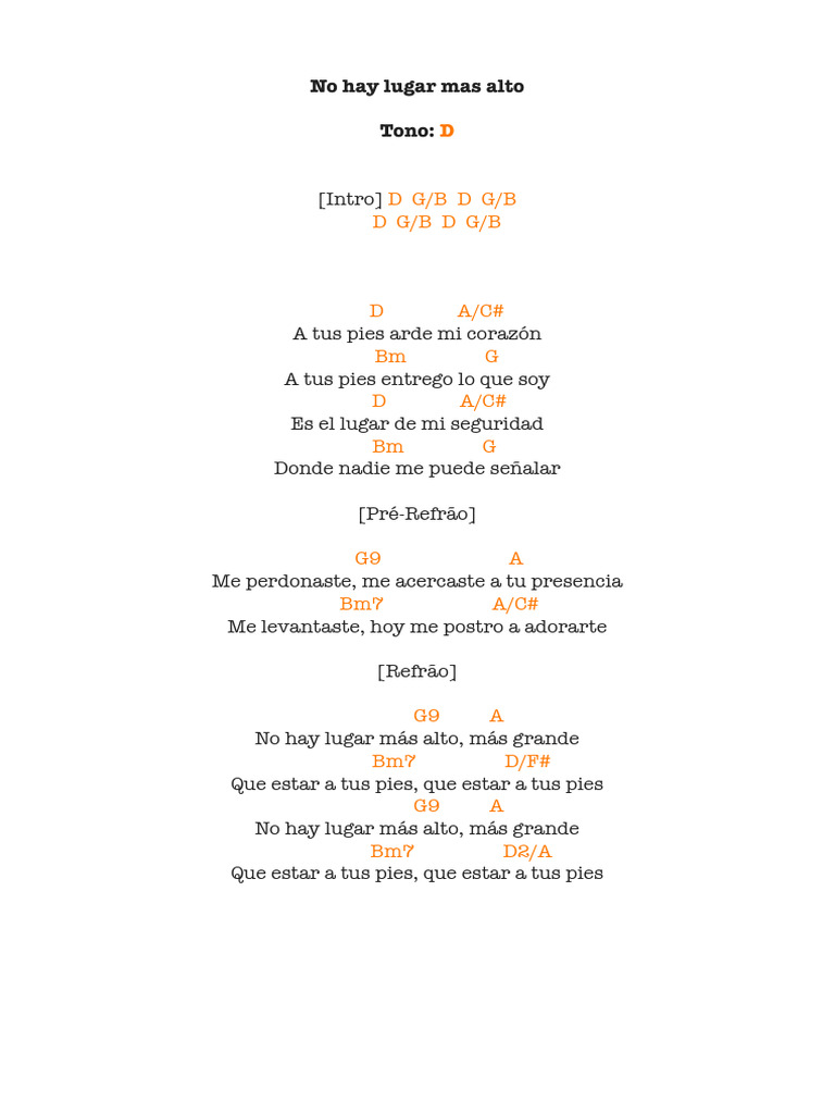 Letra de "No hay lugar más alto" | PDF