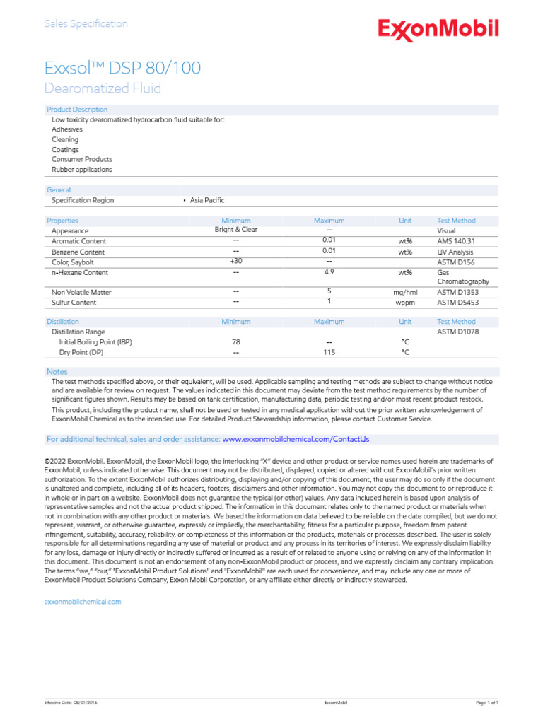 Exxsol DSP 80-100 TDS | PDF | Distillation