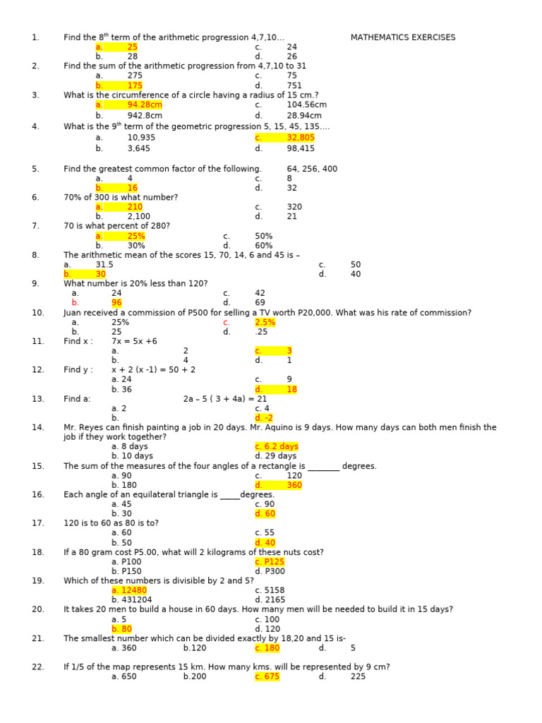 Math 2024 Exercises | PDF | Elementary Geometry | Mathematics