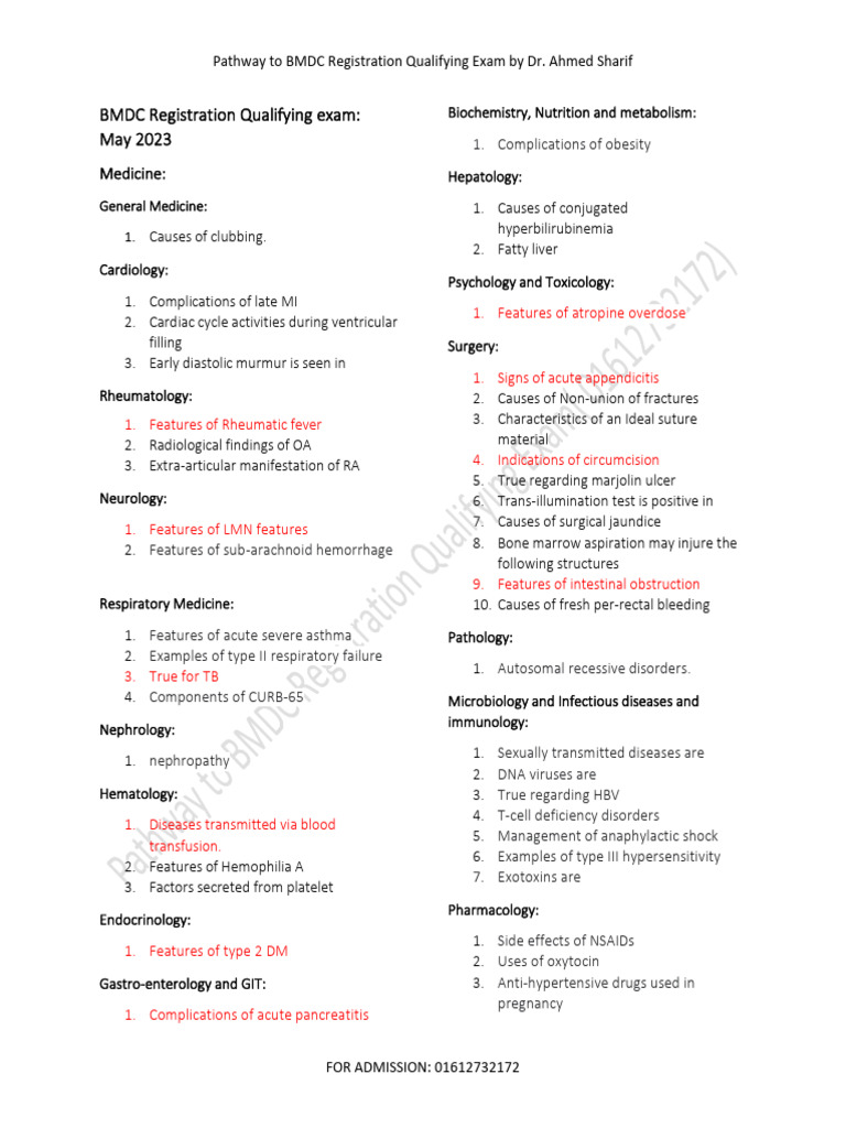BMDC Registration Qualifying Exam May 2023 | PDF | Bleeding | Human Diseases And Disorders