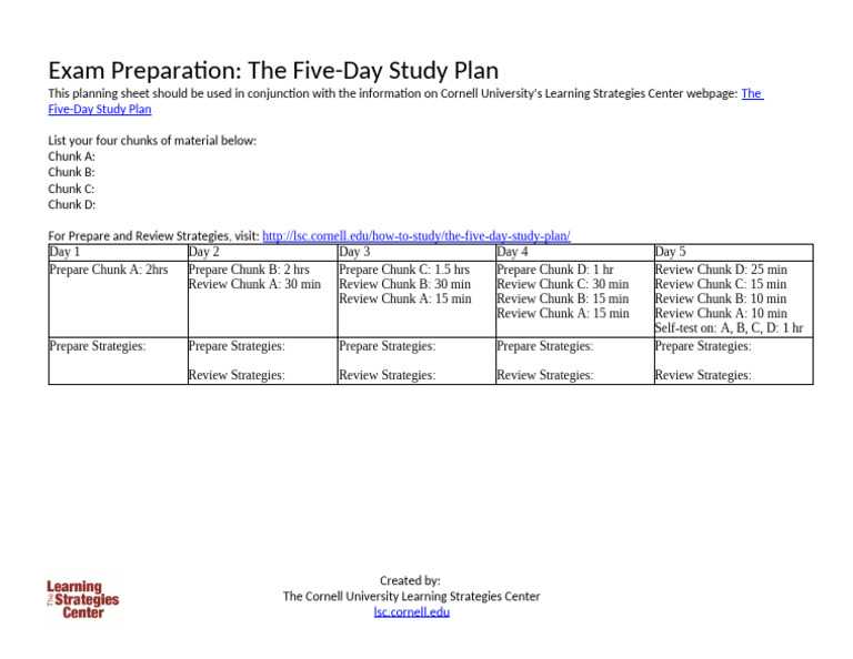 The Five Day Study Plan | PDF