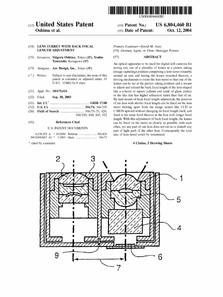 US6804460 Lens Turret With Back Focal Length Adjustment | PDF | Optical ...