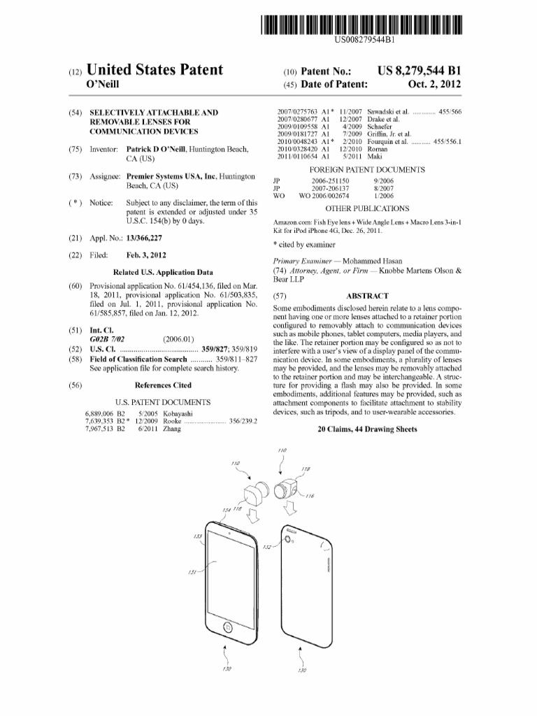 Selectively Attachable and Removable Lenses For Communication Devices ...