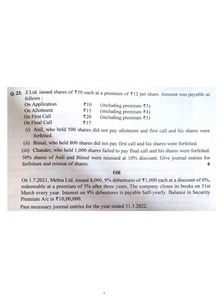 6 marks question share & deb. | PDF