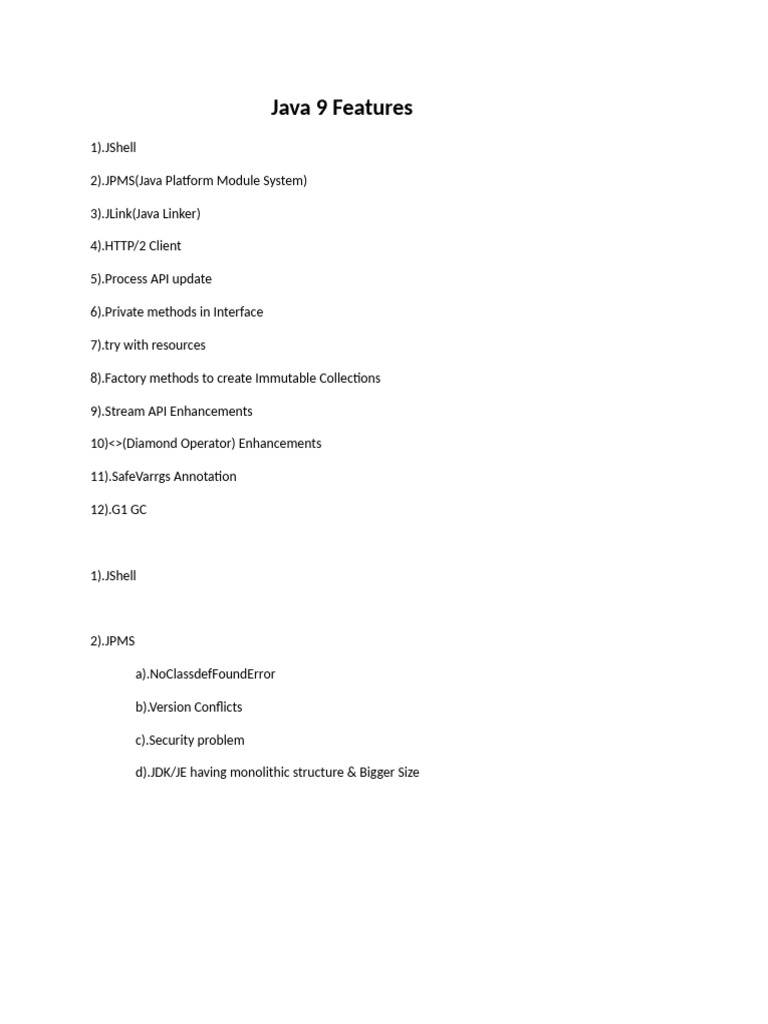 Java 9 Features | PDF Java 9 Features | PDF