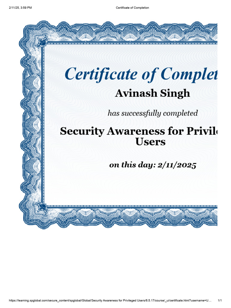 Certificate of Completion-cert1 | PDF