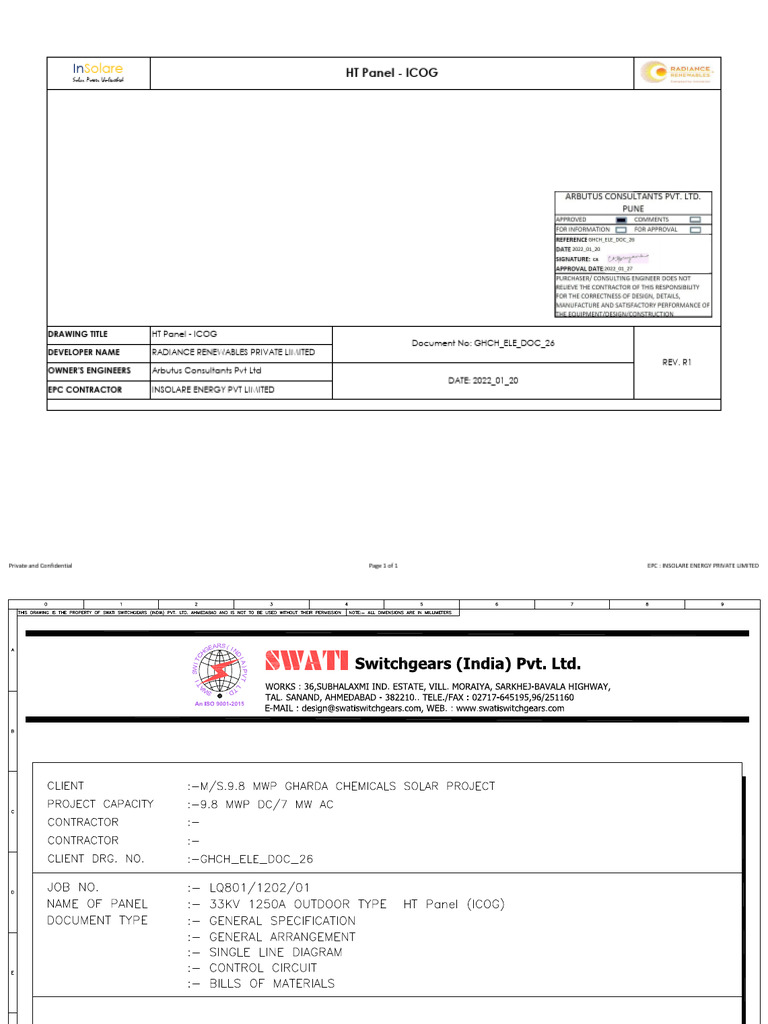33kV 1250A HT Panel Drawing Document | PDF | Electrical Engineering ...