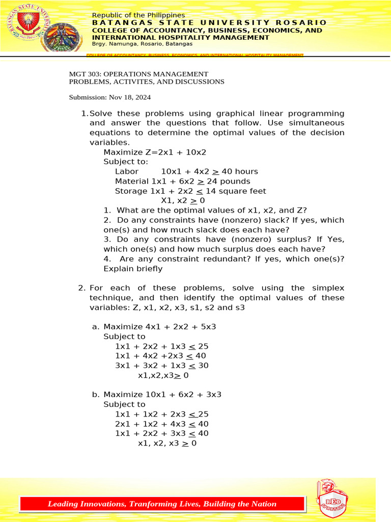 MGT 303 Excercises Activities Discussions Nov 18 2024 | PDF