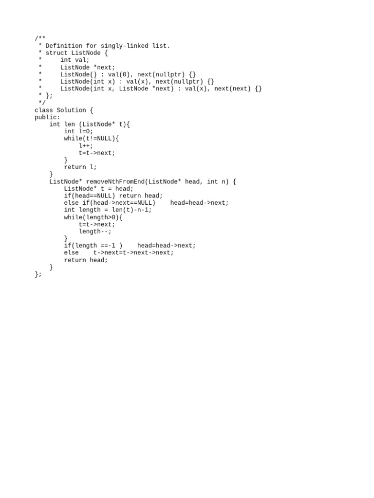 Remove NTH Node From End of List | PDF