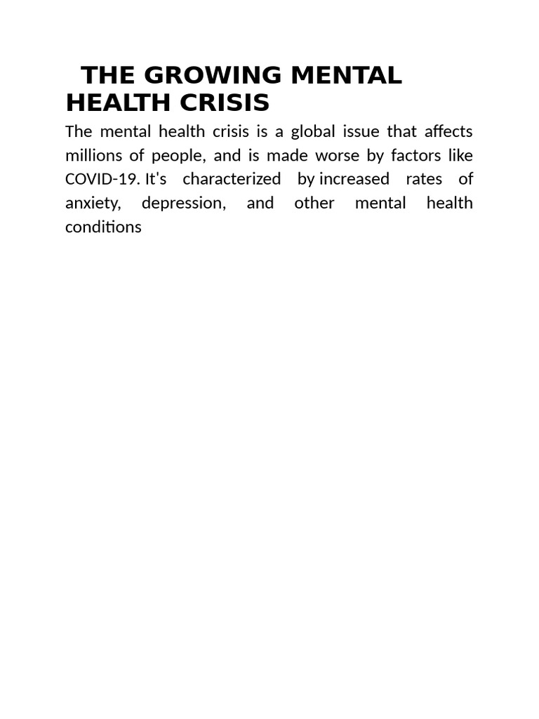 Global Mental Health Crisis Overview | PDF