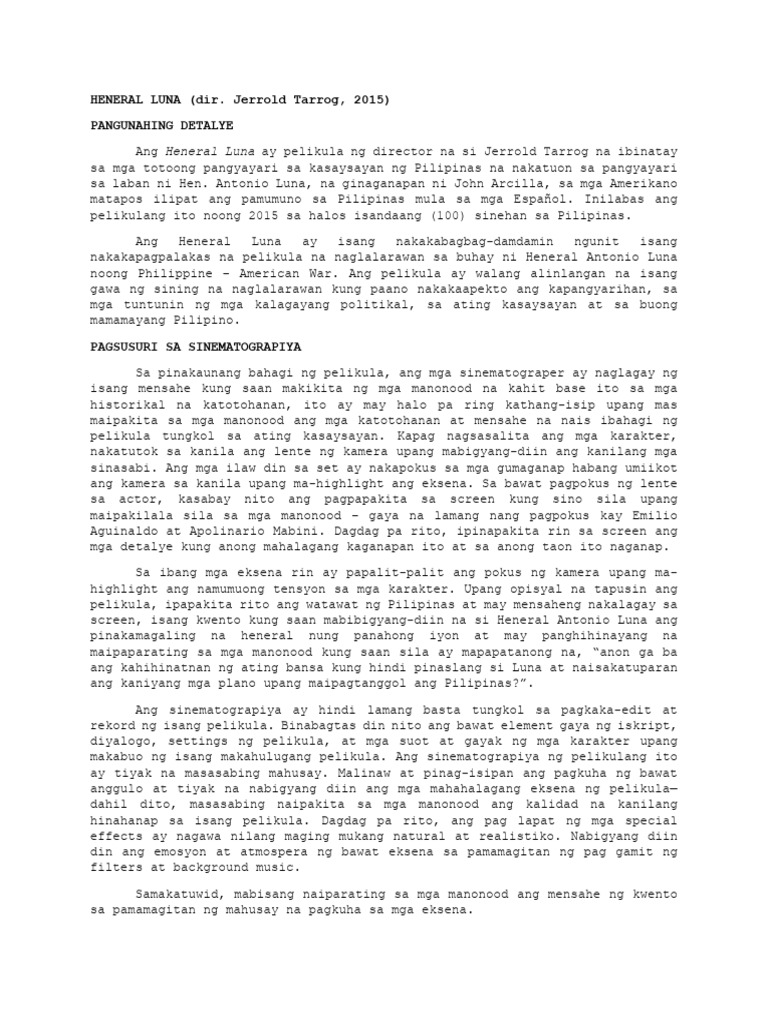 Filsos 1115 Group 2 Rebyu NG Isang Pelikula Heneral Luna | PDF