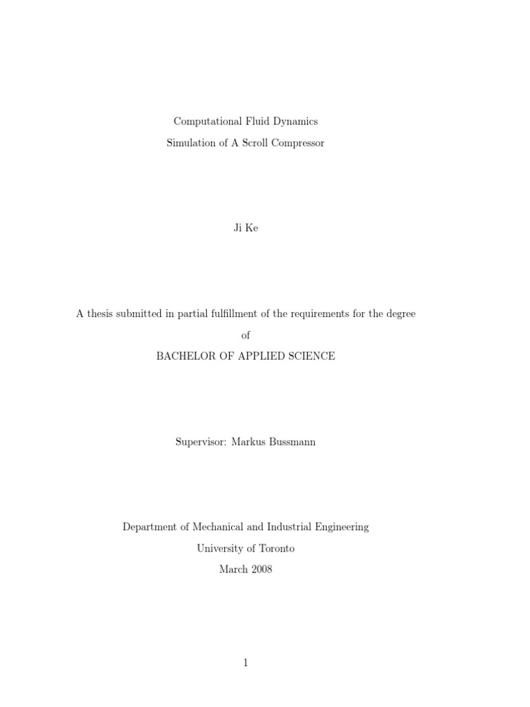 Computational Fluid Dynamics Simulation Of A Scroll Compressor