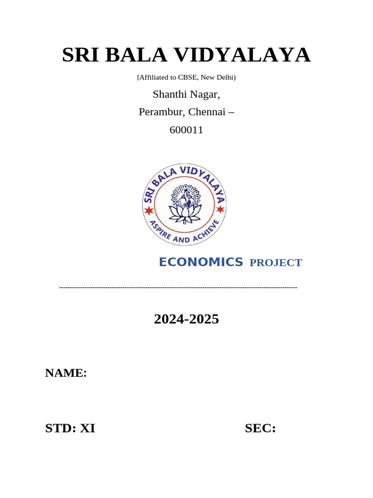 Economics Project Cover Page Design | PDF