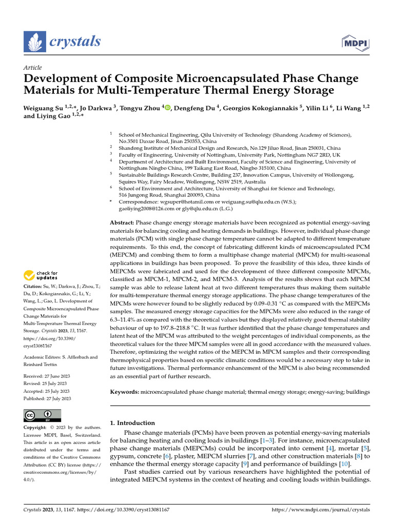 Development of Composite Microencapsulated Phase Change Materials For ...
