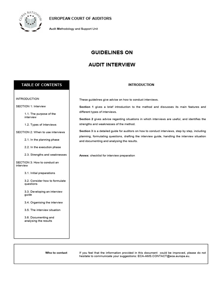 Eca Audit Interview Guideline en Oct2013 | PDF | Interview | Audit