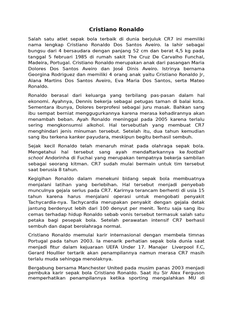 Latar Belakang Cristiano Ronaldo | PDF