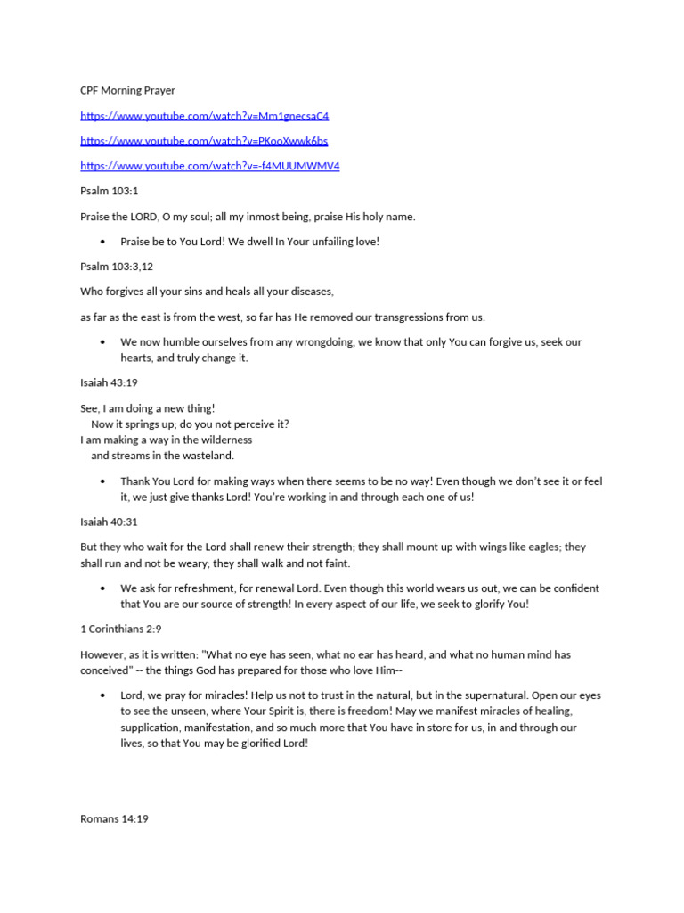 CPF Morning Prayer July 2 | PDF | Glory (Religion) | Jesus