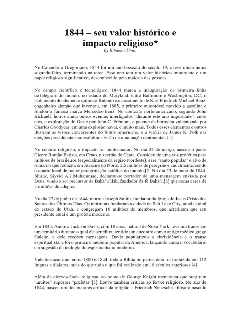 Impacto Religioso de 1844 | PDF | Crença e doutrina religiosa