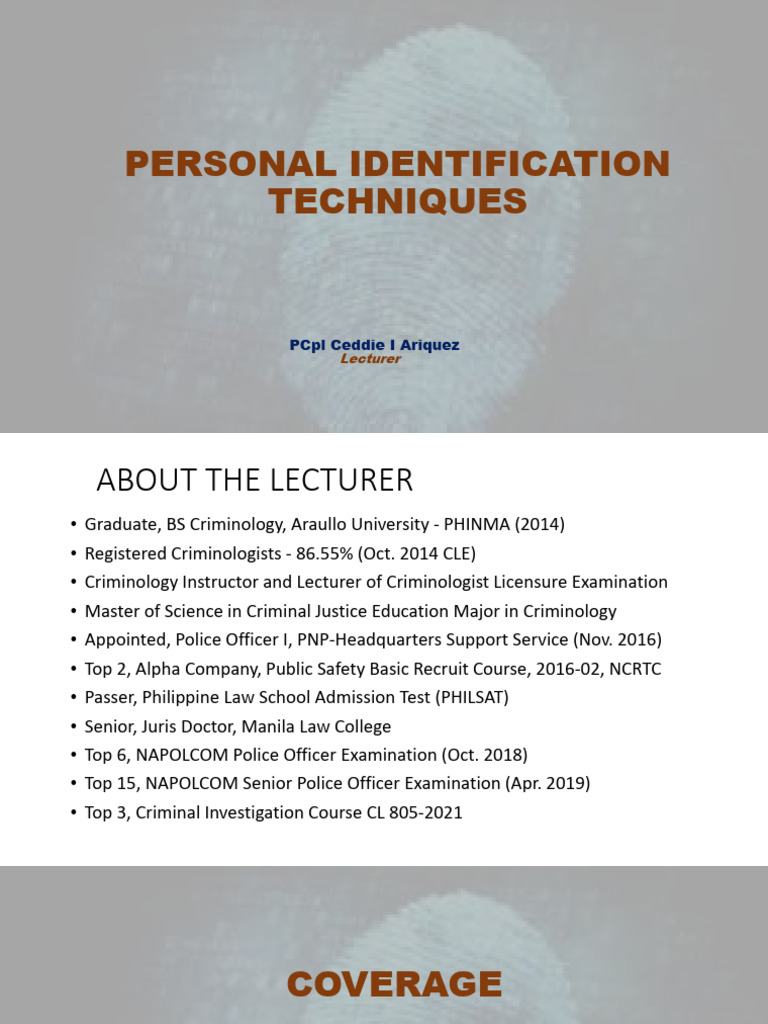 Fs 1 Personal Identification Techniques From Amici | PDF | Fingerprint ...