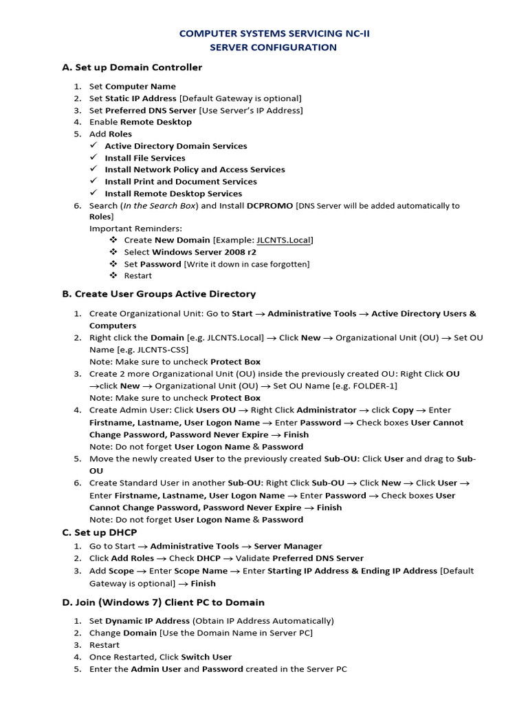 CSS NC Ii Uc3 Server Configuration | PDF | Group Policy | Operating System Families