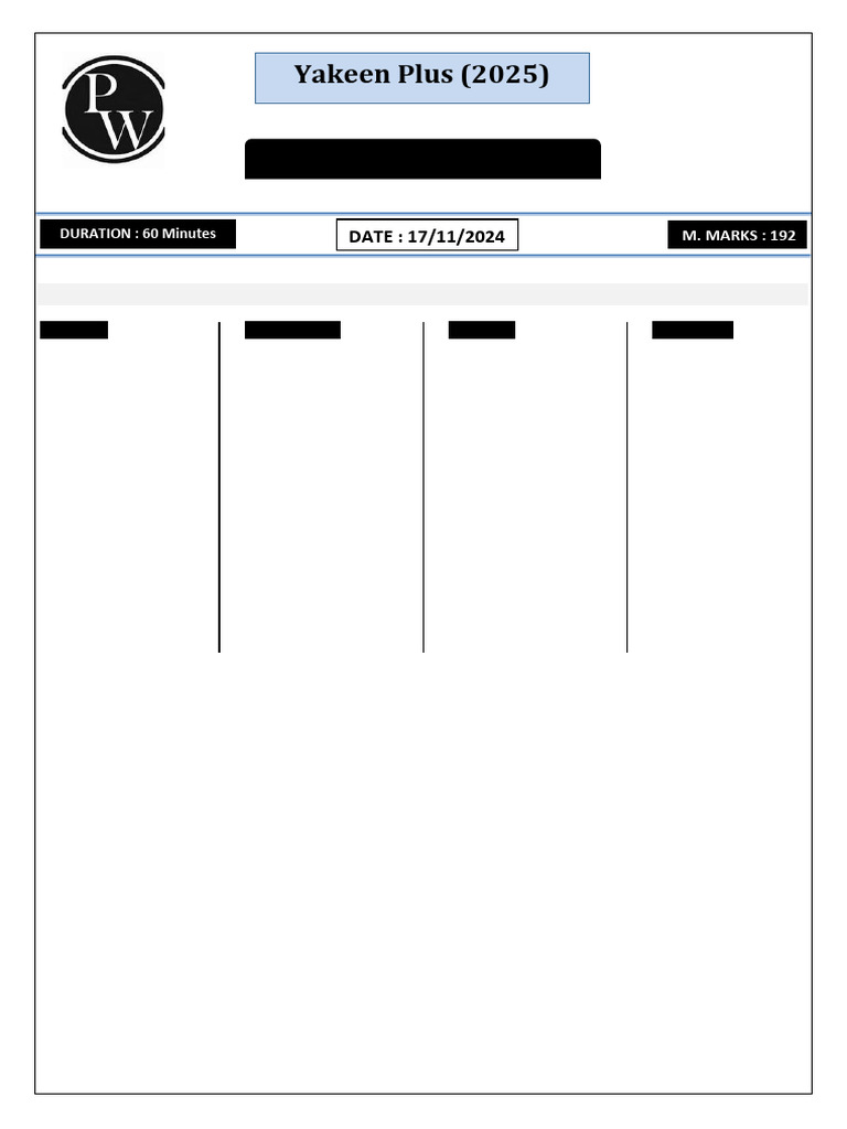 Short Practice Test 09 - Hints & Solutions - Yakeen Plus 2025 | PDF ...