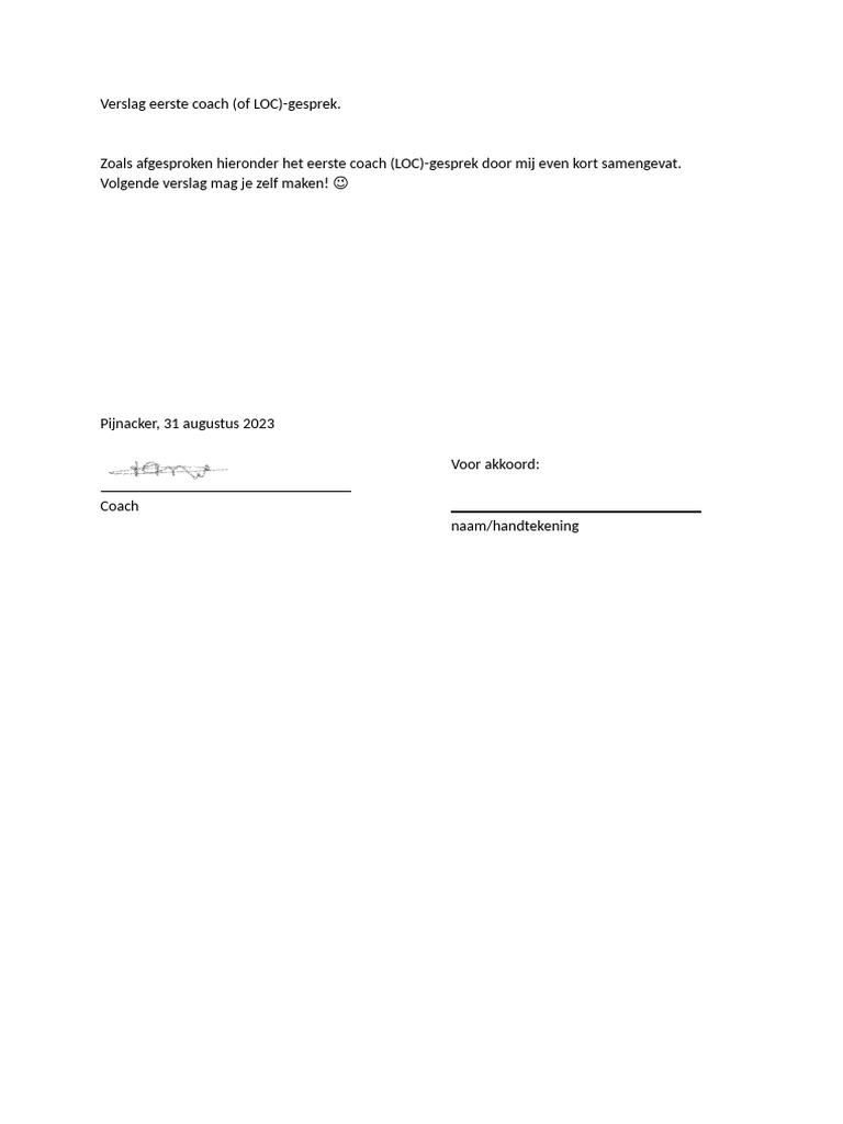 Coach Verslag Leeg | PDF