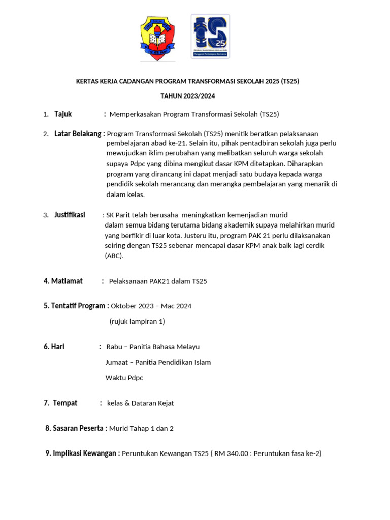Kertas Kerja TS25 | PDF