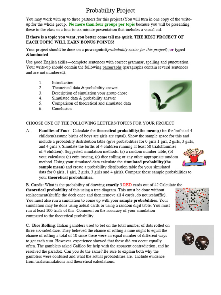Student Probability Projects | PDF | Randomness | Roulette