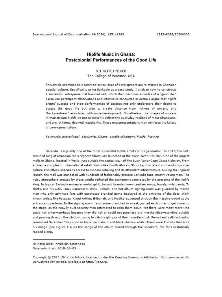 Hiplife and the Good Life in Ghana | PDF | Neoliberalism | Ghana