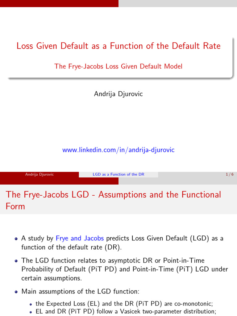 Loss Given Default As A Function of The Default Rate | PDF | Linear Regression | Normal Distribution