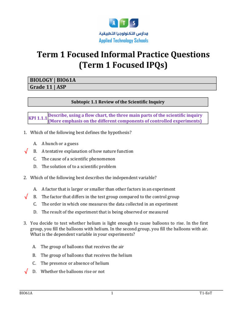 Ay2425 t1 Bio61a Focused Ipq Ak | PDF | Cell Membrane | Enzyme