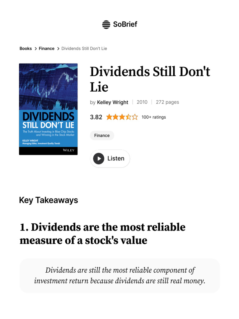 Dividends Still Dont Lie | PDF | Dividend | Diversification (Finance)