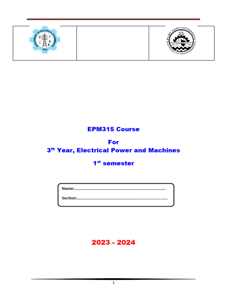 Electrical Machines Lab Manual EPM315 | PDF | Electric Generator ...