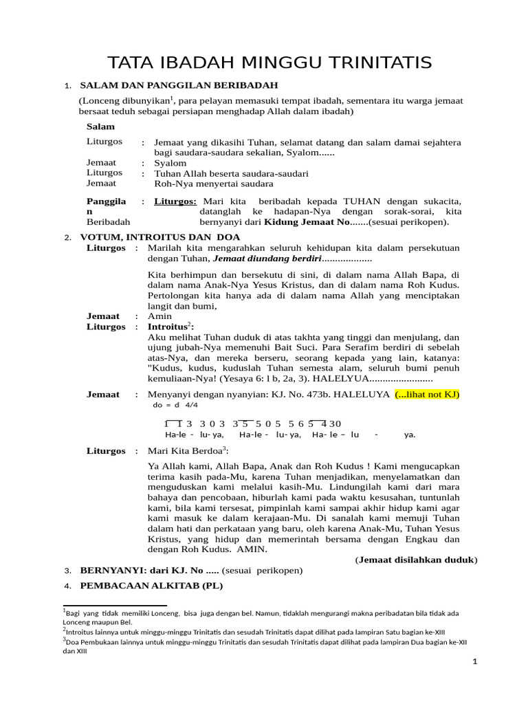 Tata Ibadah Minggu-Trinitatis | PDF