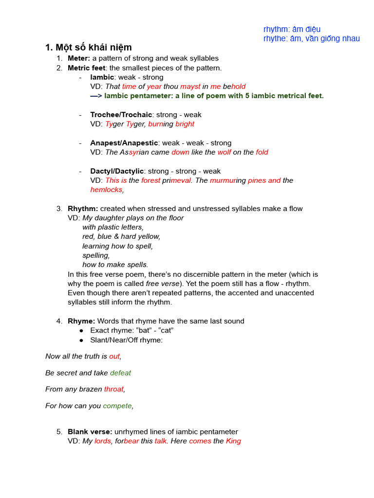 Poetry Vocabulary and Concepts Guide | PDF | Metre (Poetry) | Poetry