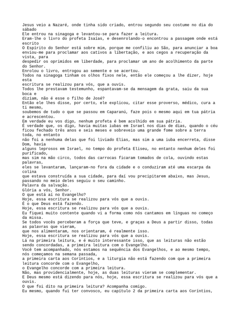 Transcrição - Nossa Essência Está Na Vivência Do Nosso Ser Carismático ...