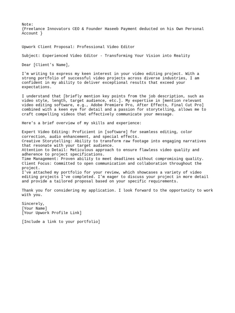 Expert Video Editing Proposal | PDF
