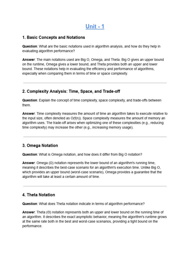 Unit - 1 | PDF | Time Complexity | Computer Science