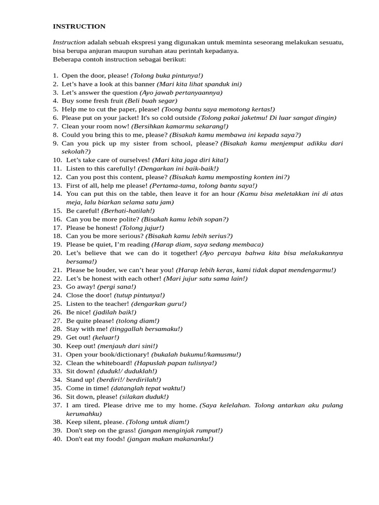 Pengertian dan Contoh Instruction | PDF