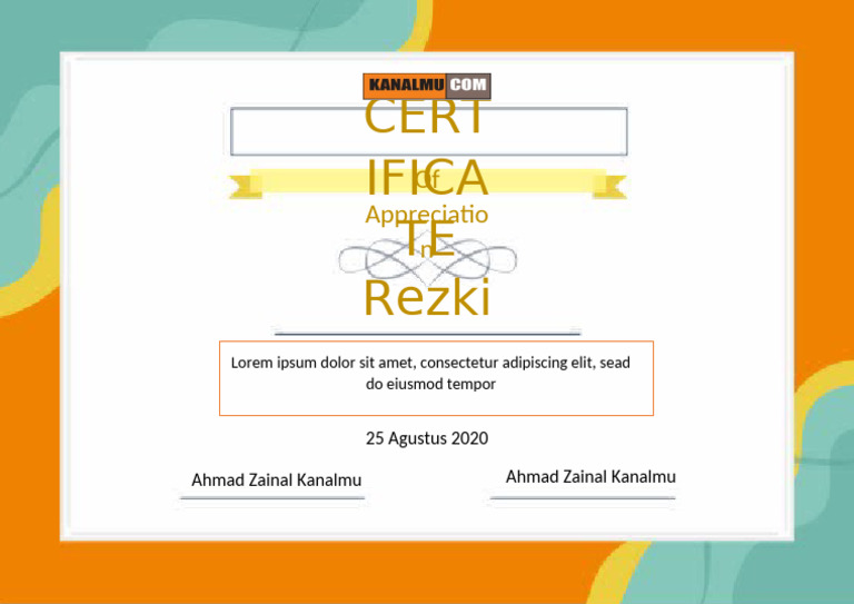 Sertifikat Piagam Format Word Siap Edit Kanalmu 6 | PDF