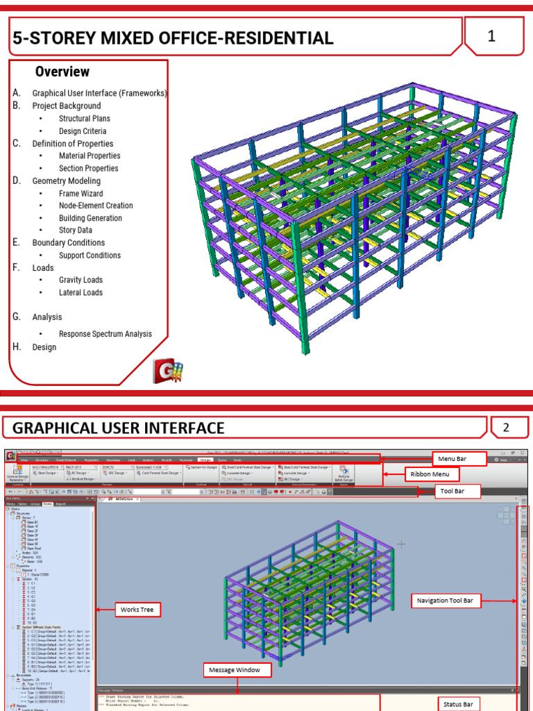 5 Storey Mixed Office Residential Using Midas Gen STATIC | PDF | Beam (Structure) | Structural Load
