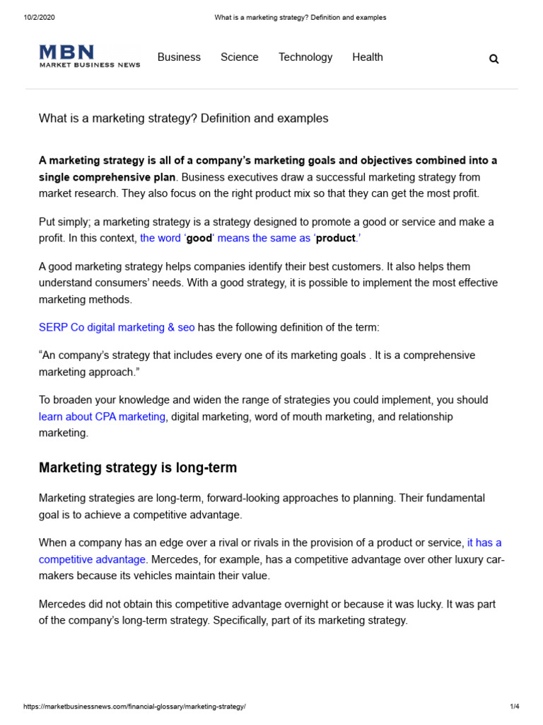 Marketing Strategy: Definition & Examples | PDF | Marketing | Marketing ...