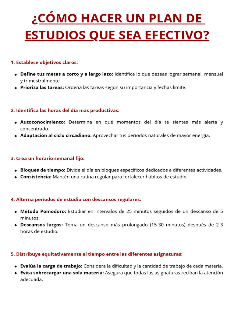 ¿Cómo hacer un plan de estudios que sea efectivo? | PDF
