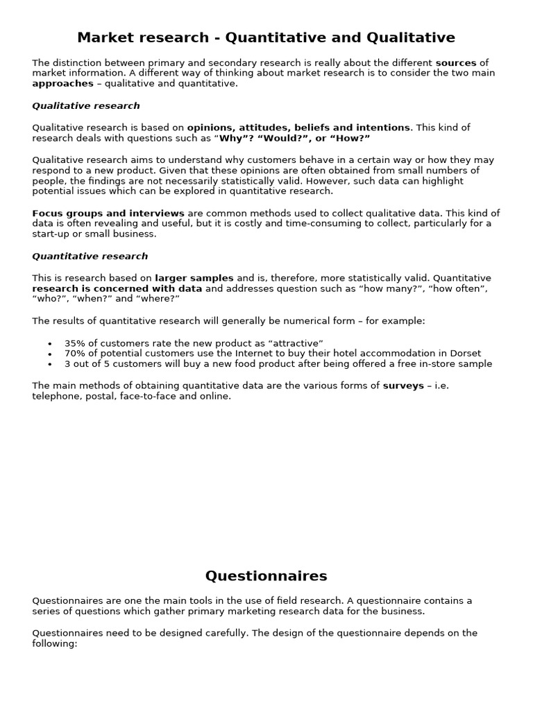 Understanding Market Research Methods | PDF | Quantitative Research ...