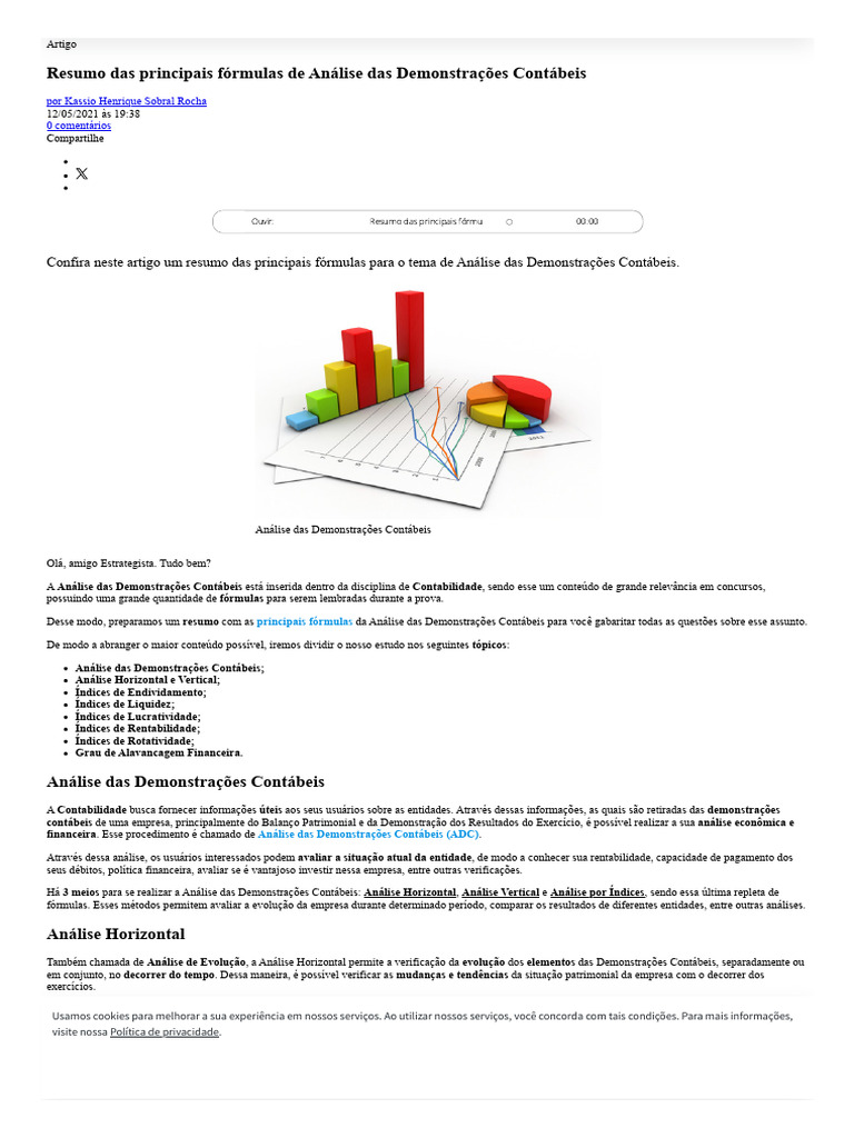 Resumo Das Principais Fórmulas de Análise Das Demonstrações Contábeis ...