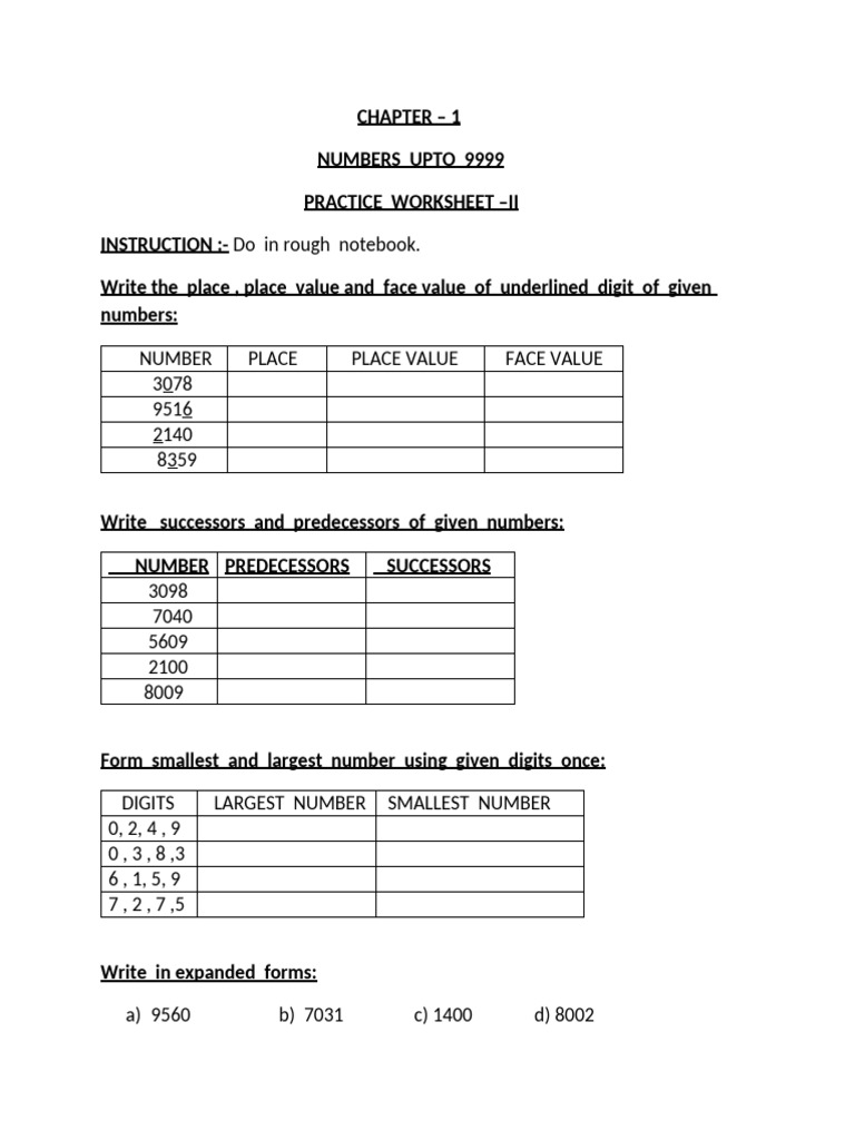 Practice Worksheet - II Ch-1 | PDF