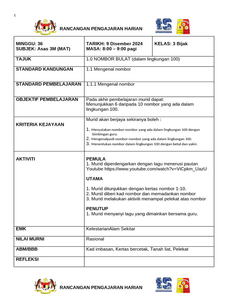 RPH Isnin Minggu 36 2024 | PDF