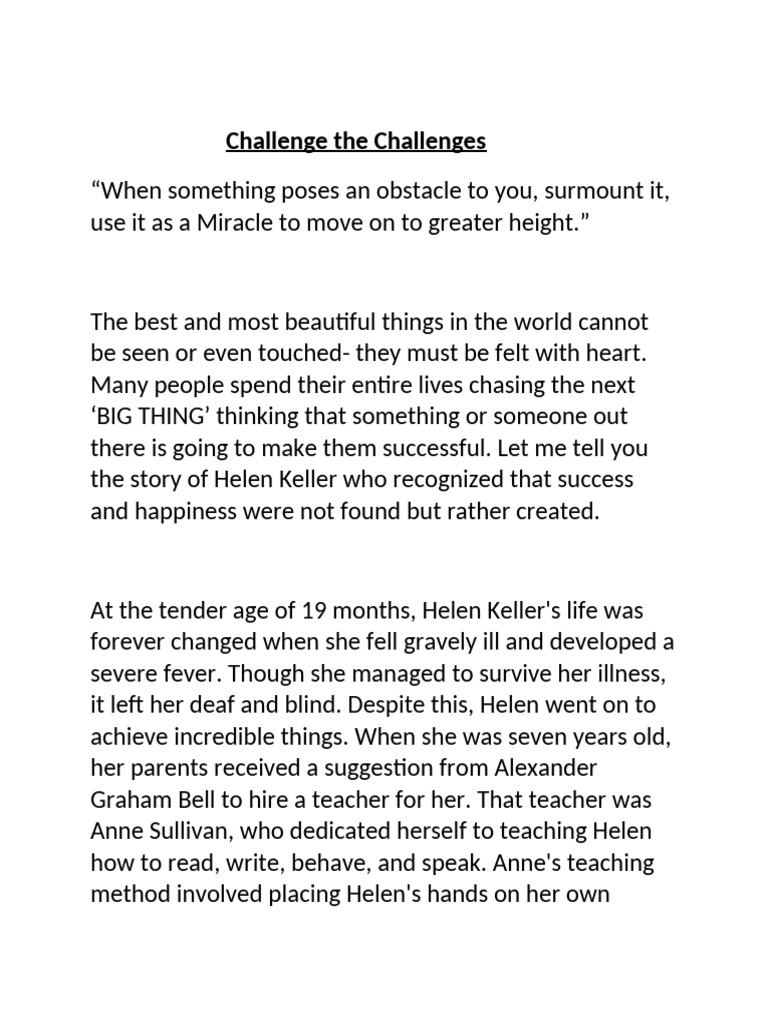 Speaker 2 - Challange The Challanges | PDF | Stephen Hawking | Helen Keller