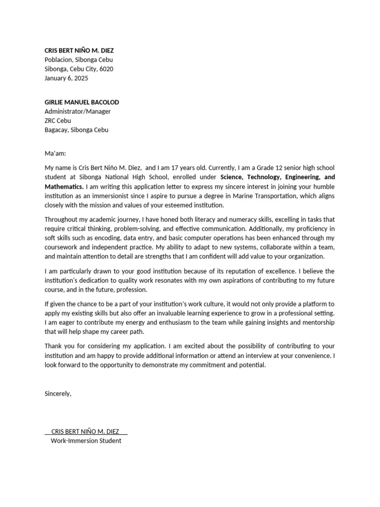 Application Letter Template | PDF